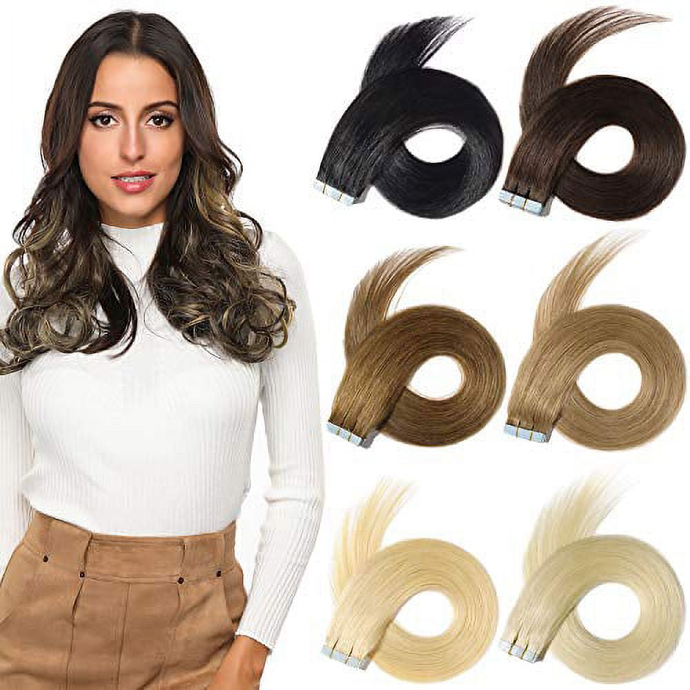 ROSEBUD Tape in Hair Extensions REMY Human Hair, Secure Skin Weft Hair ...