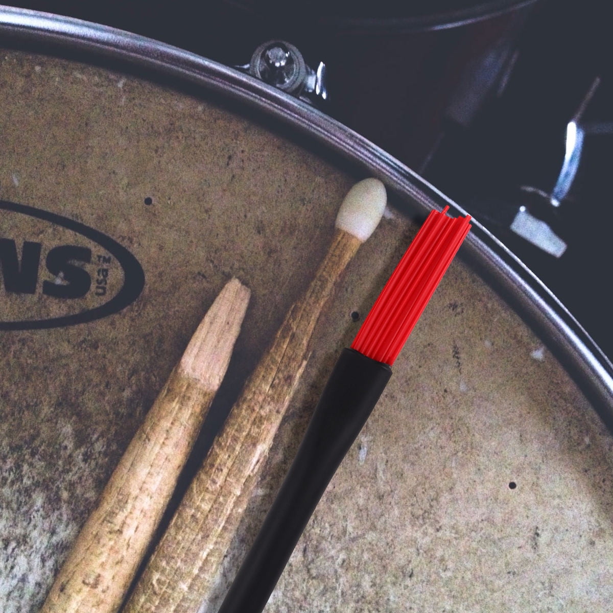 ROSENICE 1 Pair Red Nylon Drum Brushes for Jazz and Drum Kit ...