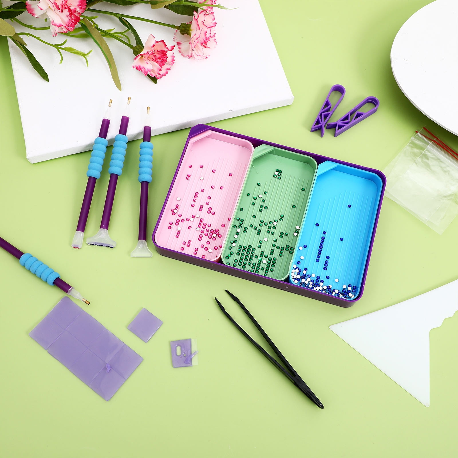 ROSENICE 1 Set Plastic Diamond Rhinestone Sorting Tray Bead Sorting ...