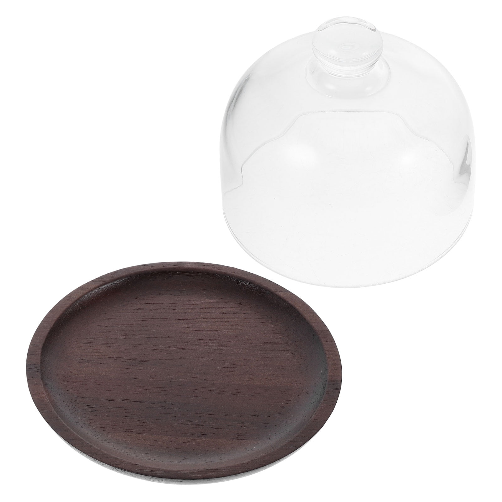 ROSENICE 1 Set Wooden Cake Stand with Glass Dome for Fruits and Bread ...