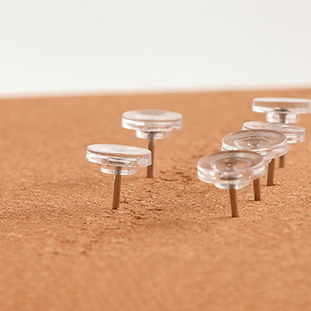 ROSENICE 100Pcs Cork Board Pushpins Office Clear Drawing Pins for DIY ...
