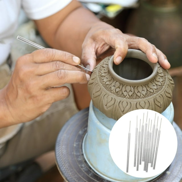 ROSENICE 10PCS Clay Needle Tools Pottery Carving Stainless Steel Rod ...