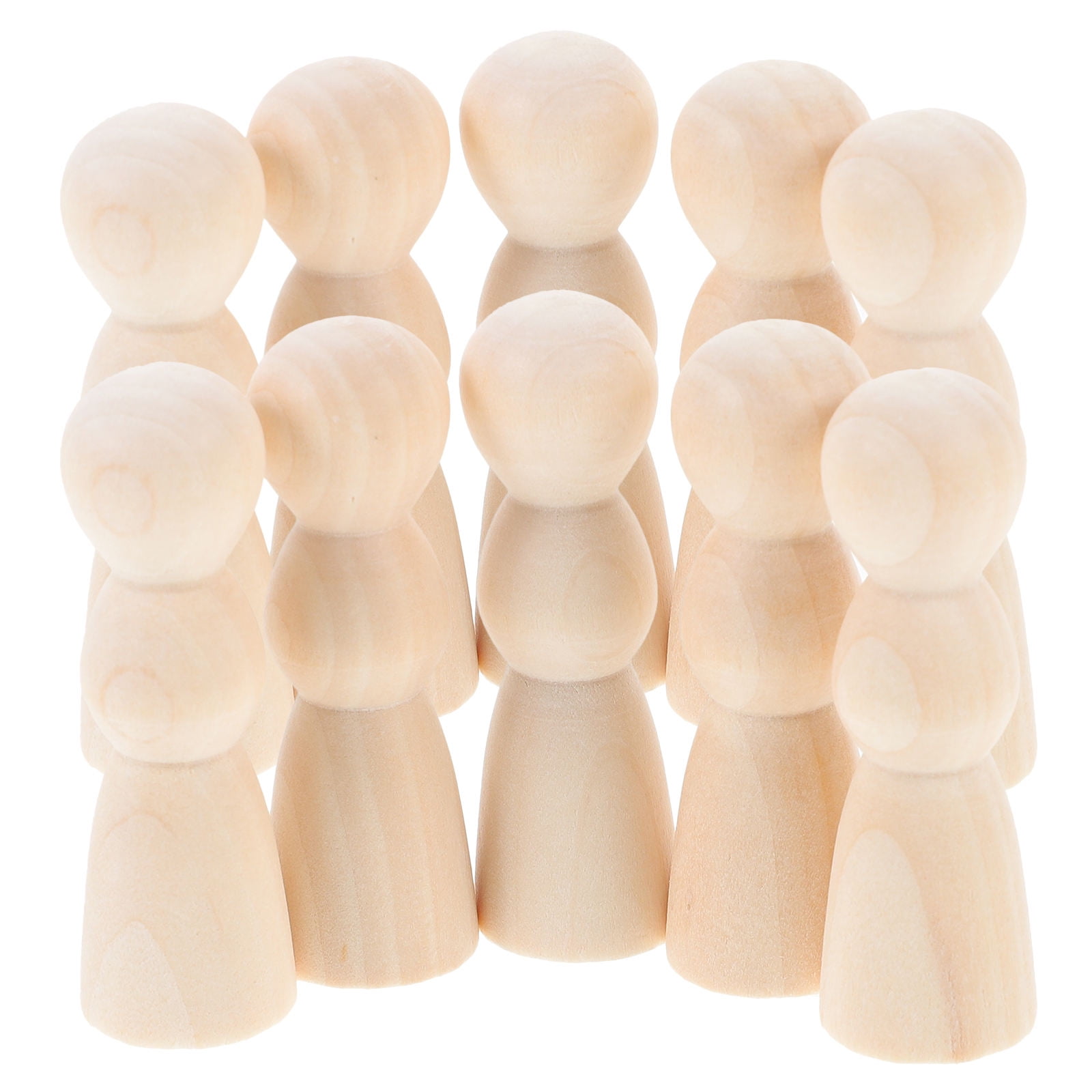 ROSENICE 10Pcs Wood Figurines for Hand-painted Crafts Cute Design Khaki ...
