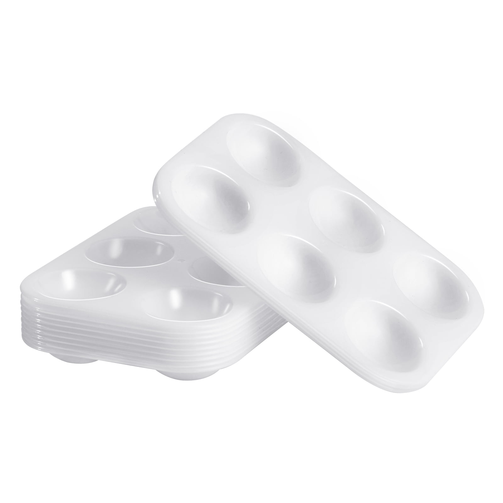 ROSENICE 12pcs White Plastic Paint Palettes 6 Compartments for Kids ...