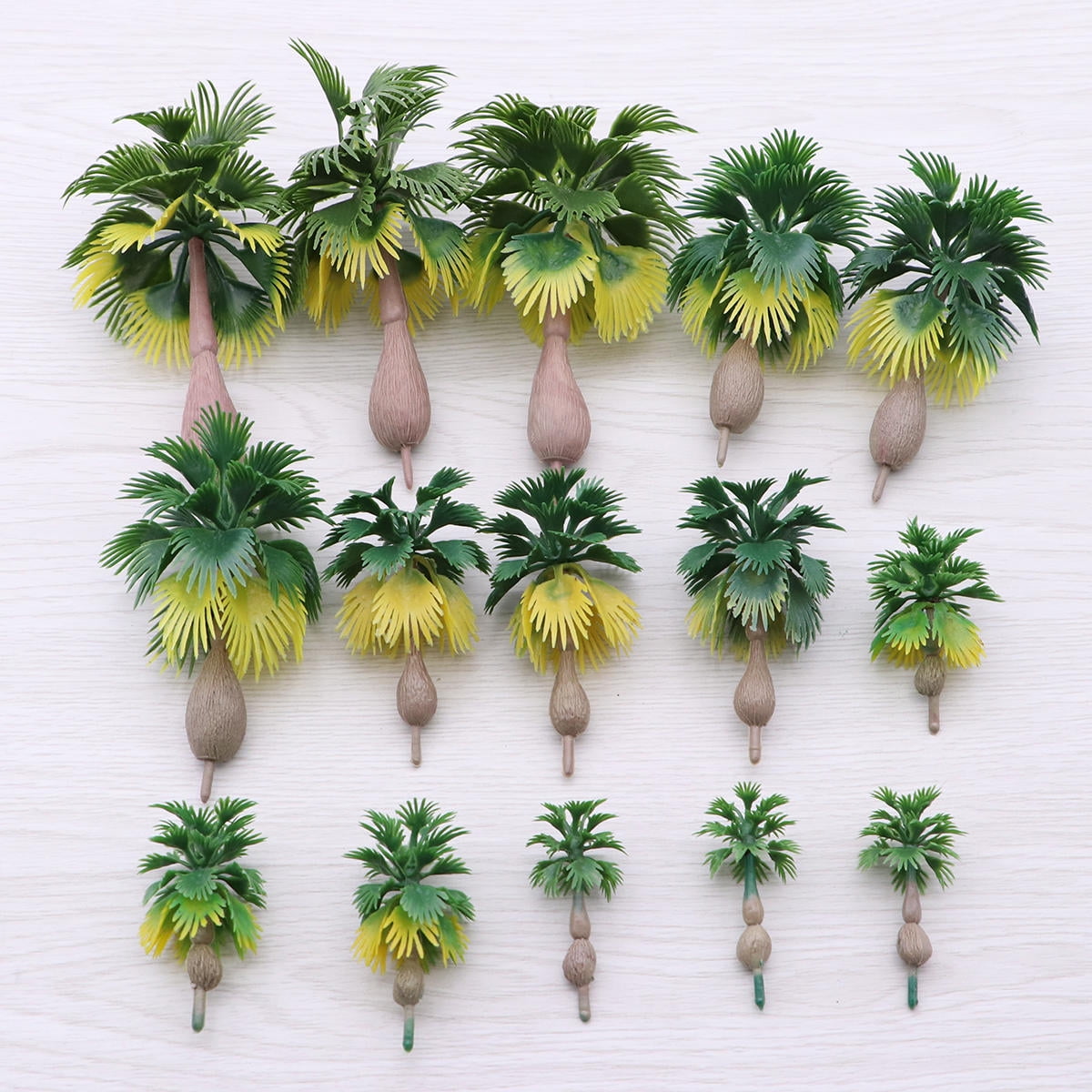 ROSENICE 15 Pcs Miniature Train Palm Trees Tropical Model Scale Various ...