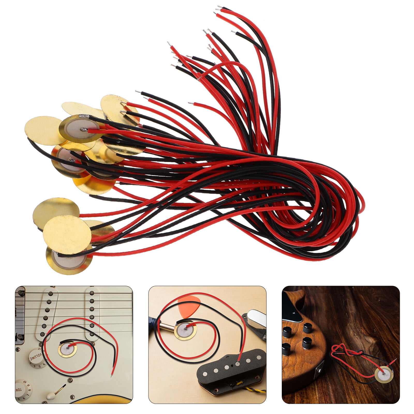 ROSENICE 15Pack Golden Piezo Pickup Discs Brass Plastic Sound Capture ...