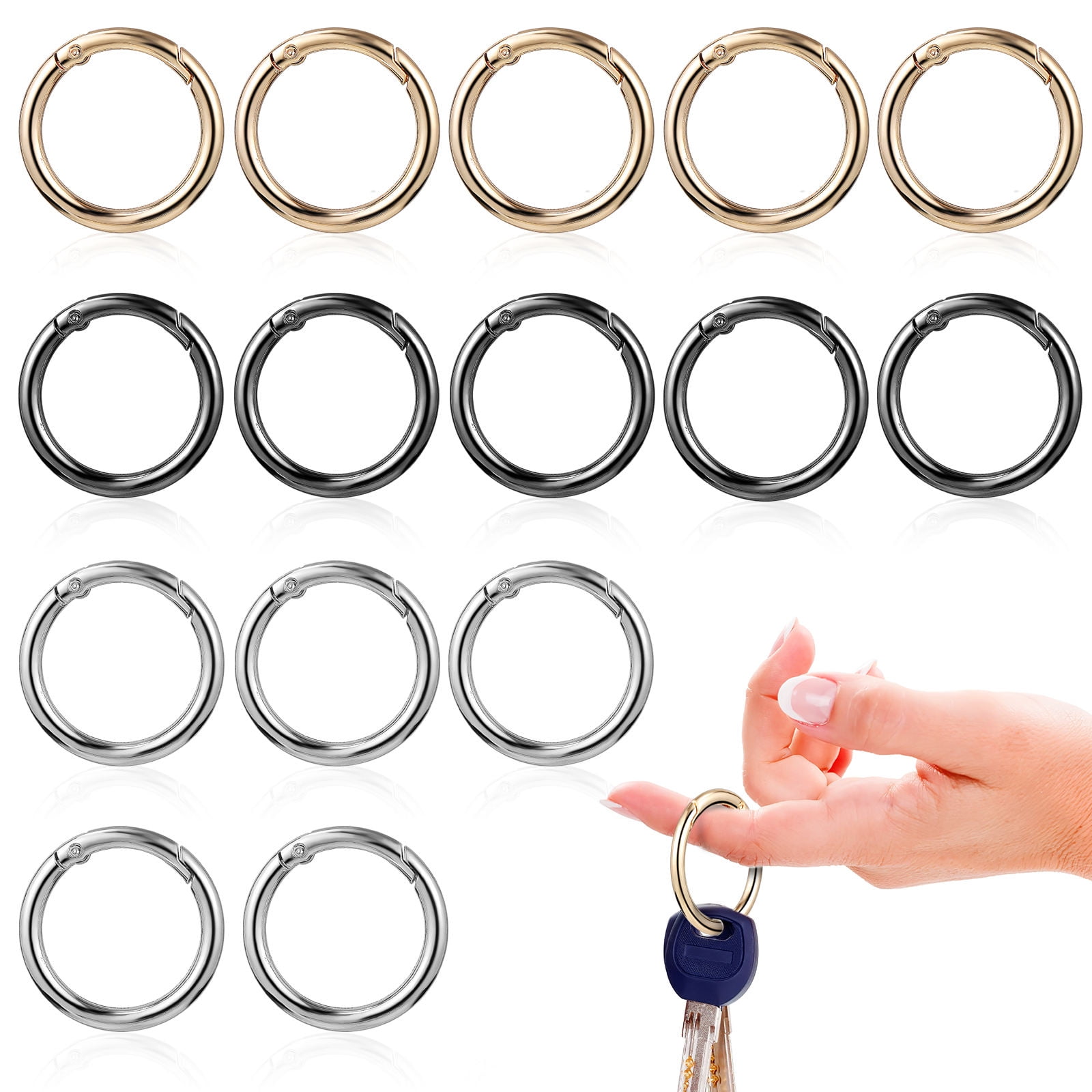 ROSENICE 15Pcs Metal Circular Clips Round Clips for Keychains Luggage ...