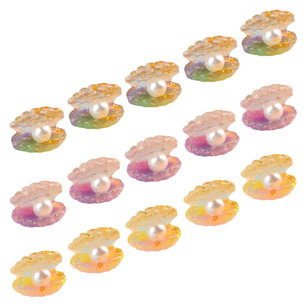ROSENICE 18Pcs Luminous Shell Pearl Decorations Resin Round Glow in the ...