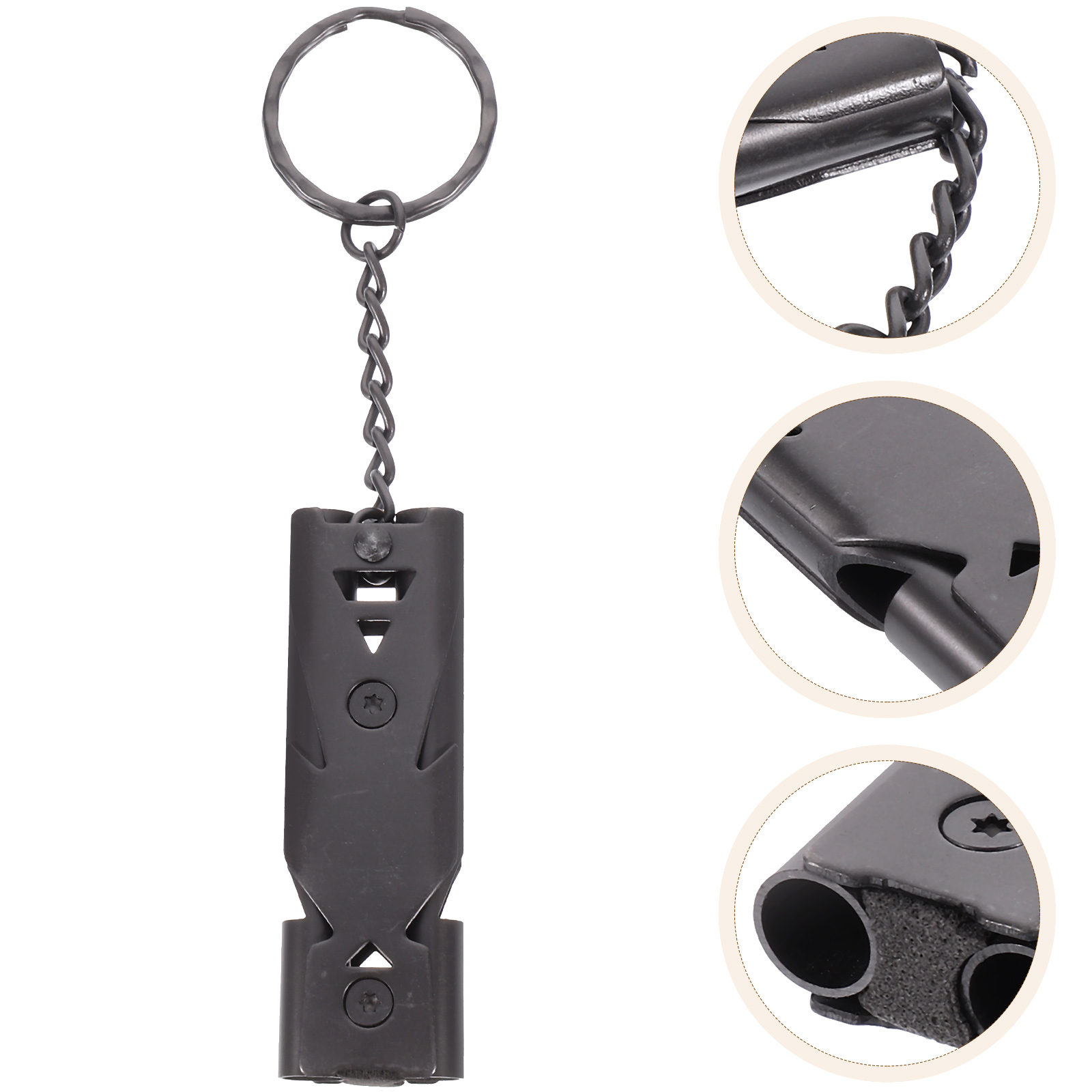 ROSENICE 1Pack Black Dual Tubes Stainless Steel Loud Emergency Whistle ...