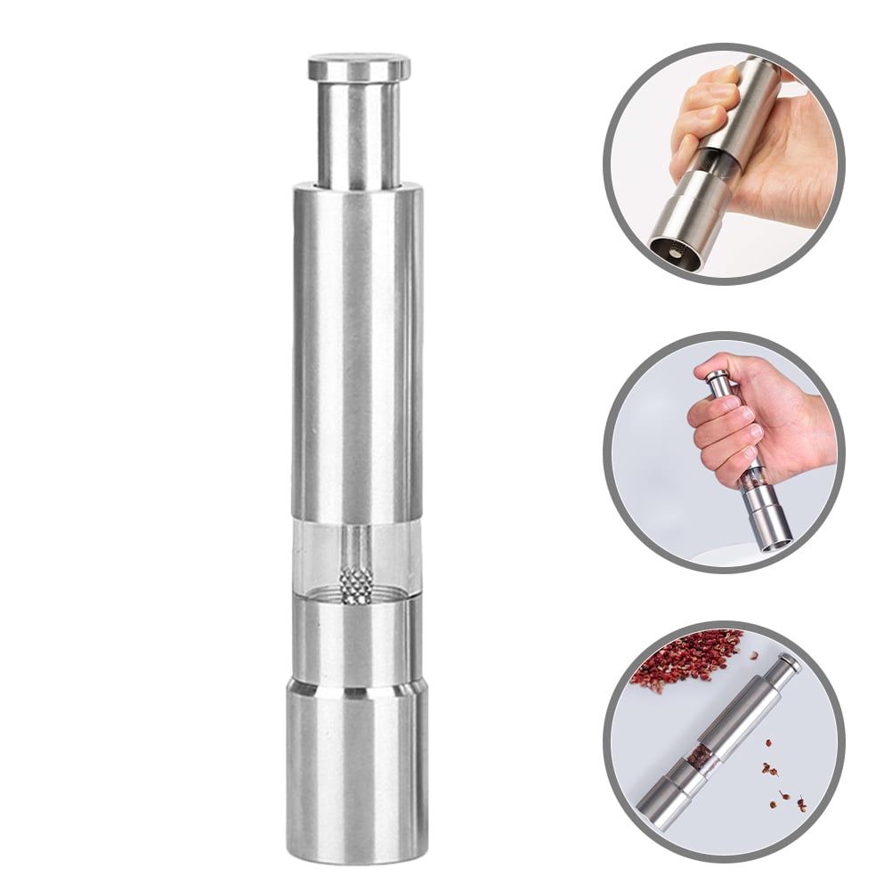 ROSENICE 1Pack Silver Cylindrical Metal Pepper Grinder Manual Grinding ...