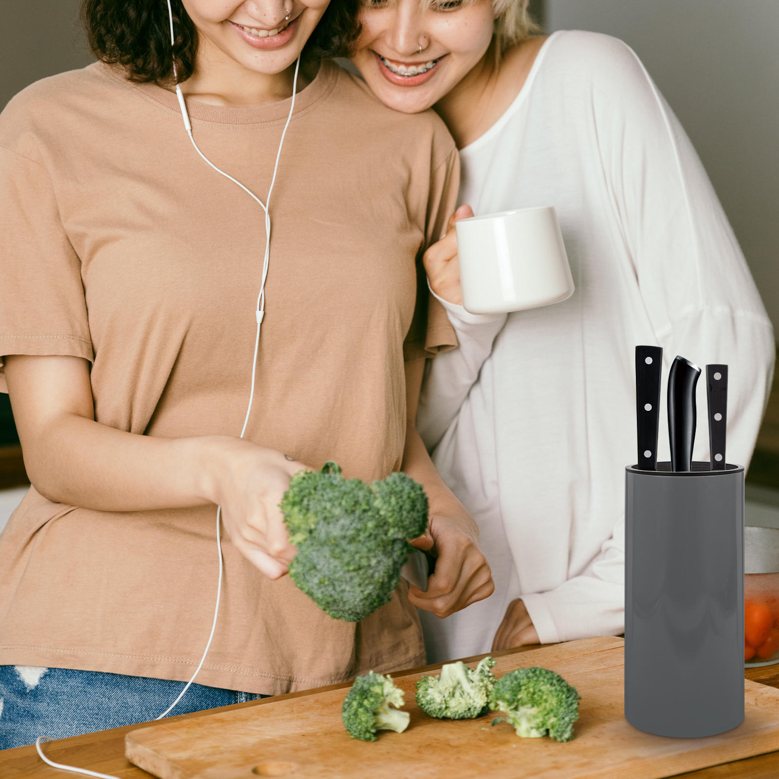 ROSENICE 1Pcs Kitchenware Grey Knives Block with Space-saving and ...
