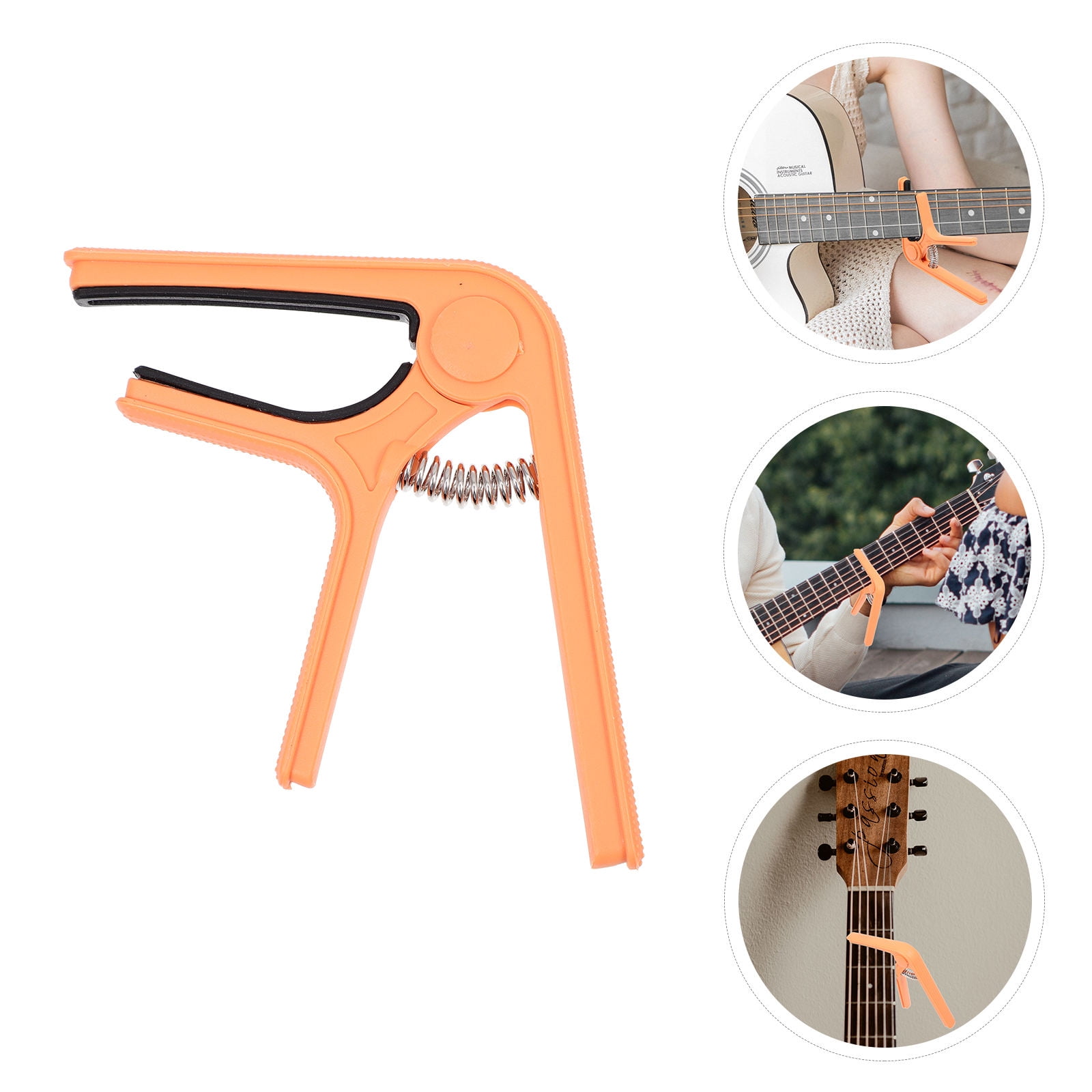 ROSENICE 1Pcs Multi-functional Guitar Capo in Orange Plastic Steel for ...
