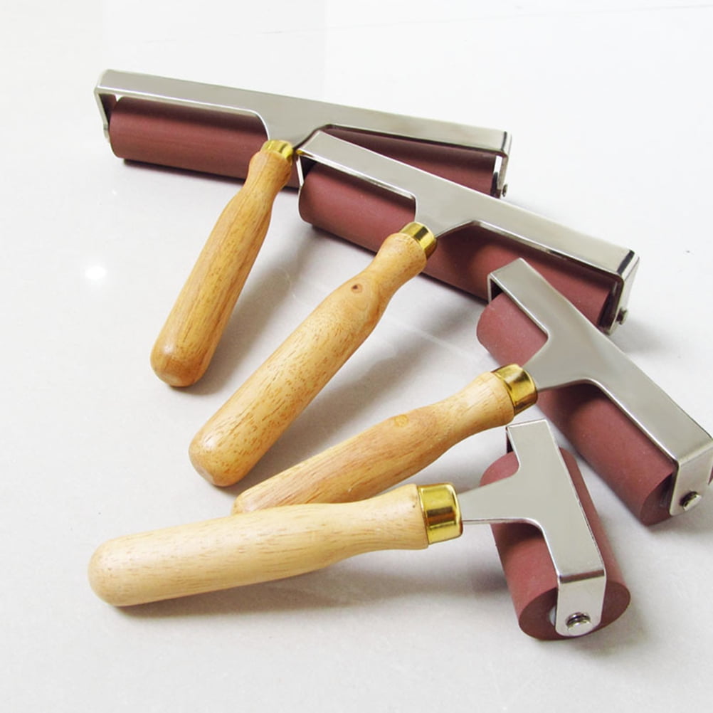 ROSENICE 1Set Crafting Roller for Spreading Ink and Glue with Wood and ...