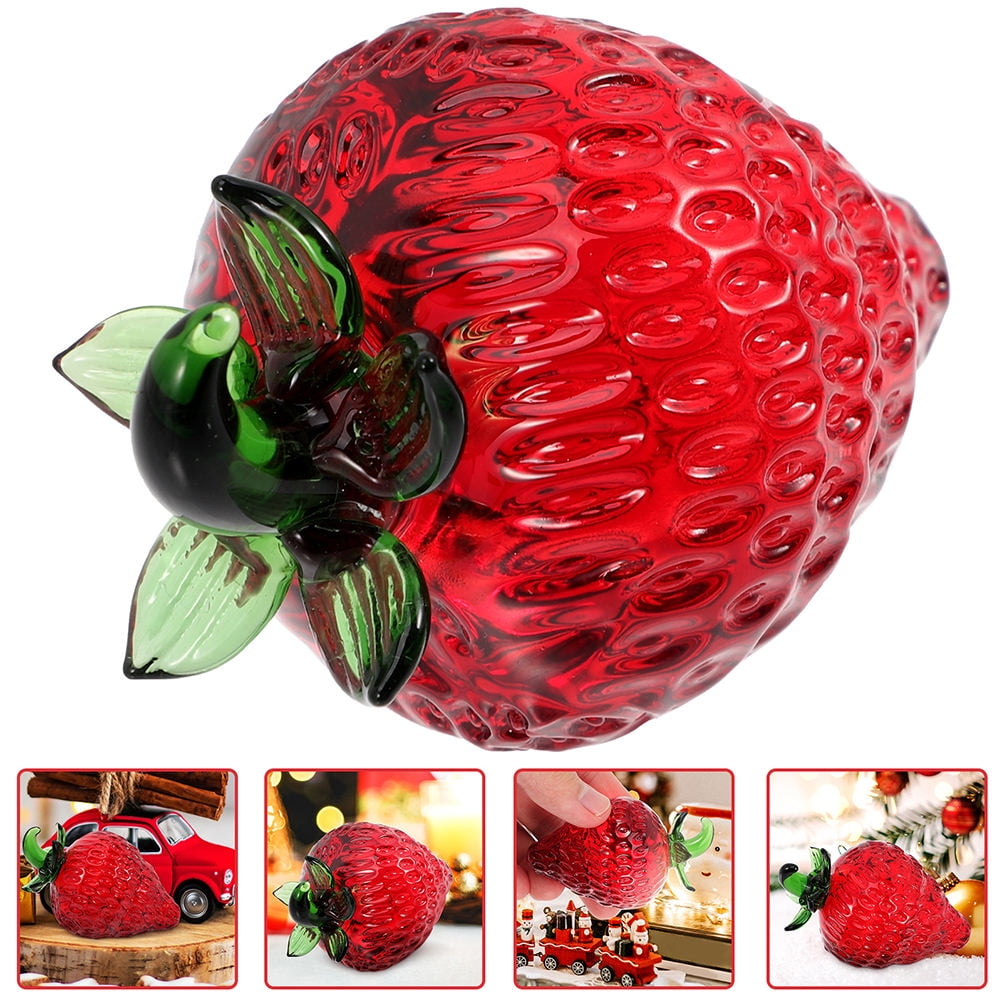 ROSENICE 2 Pcs Crystal Strawberry Fruit Statue Shop Decoration ...