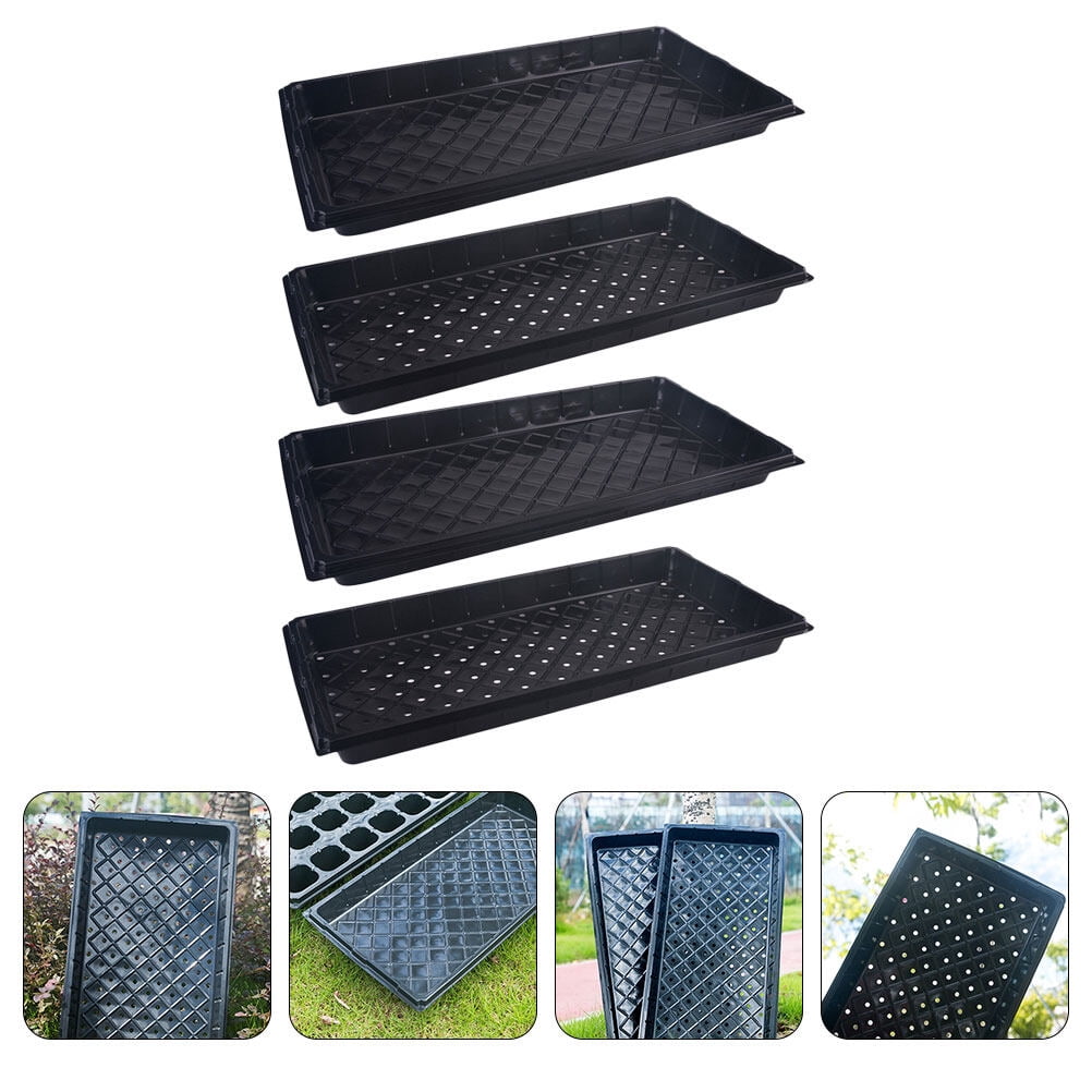ROSENICE Flower Pot Water Trays Black 4Pcs 20.44X10.61X1.77in - Walmart.com