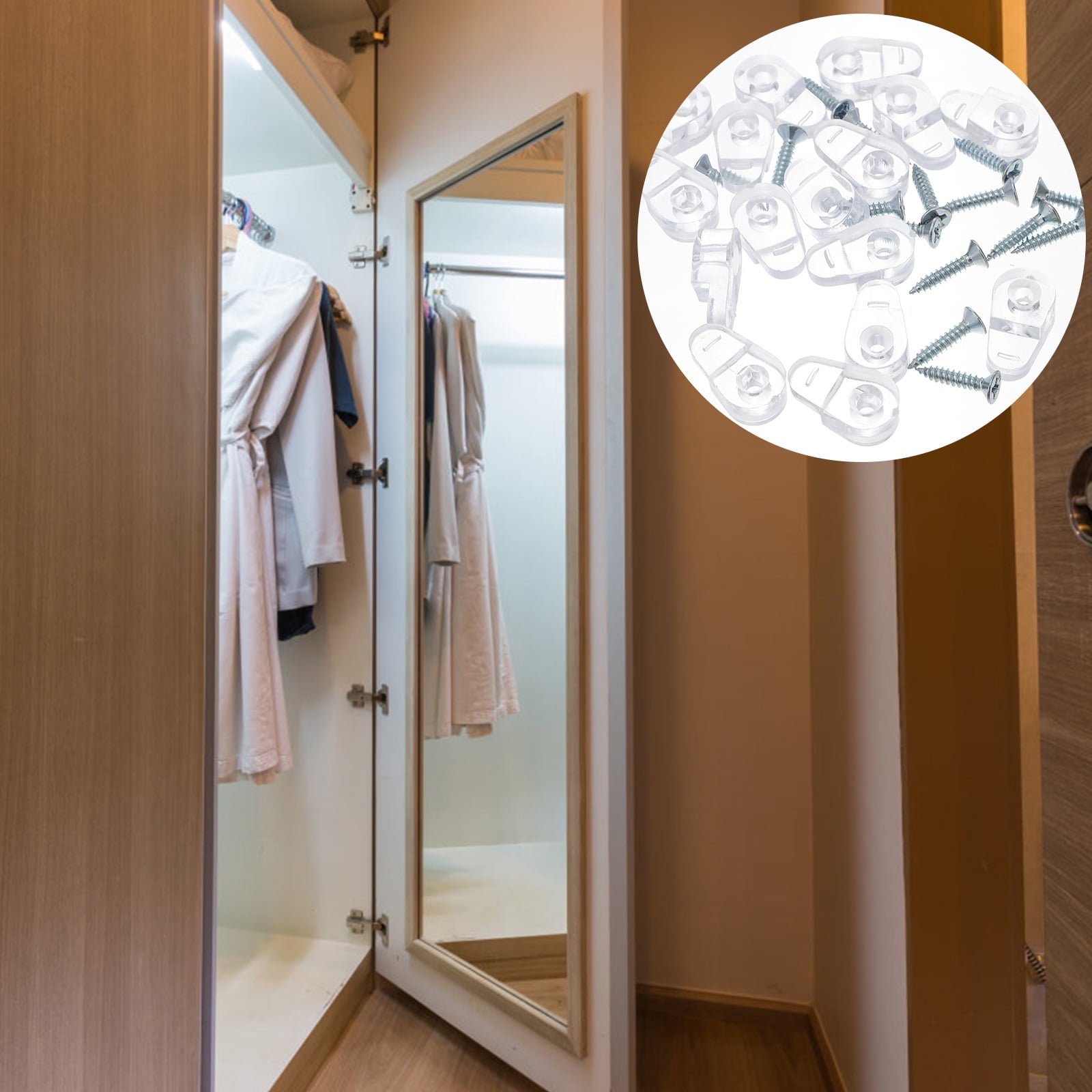 ROSENICE 20 Pcs Glass Bracket Cabinet Screw Retainer Clip Screws ...