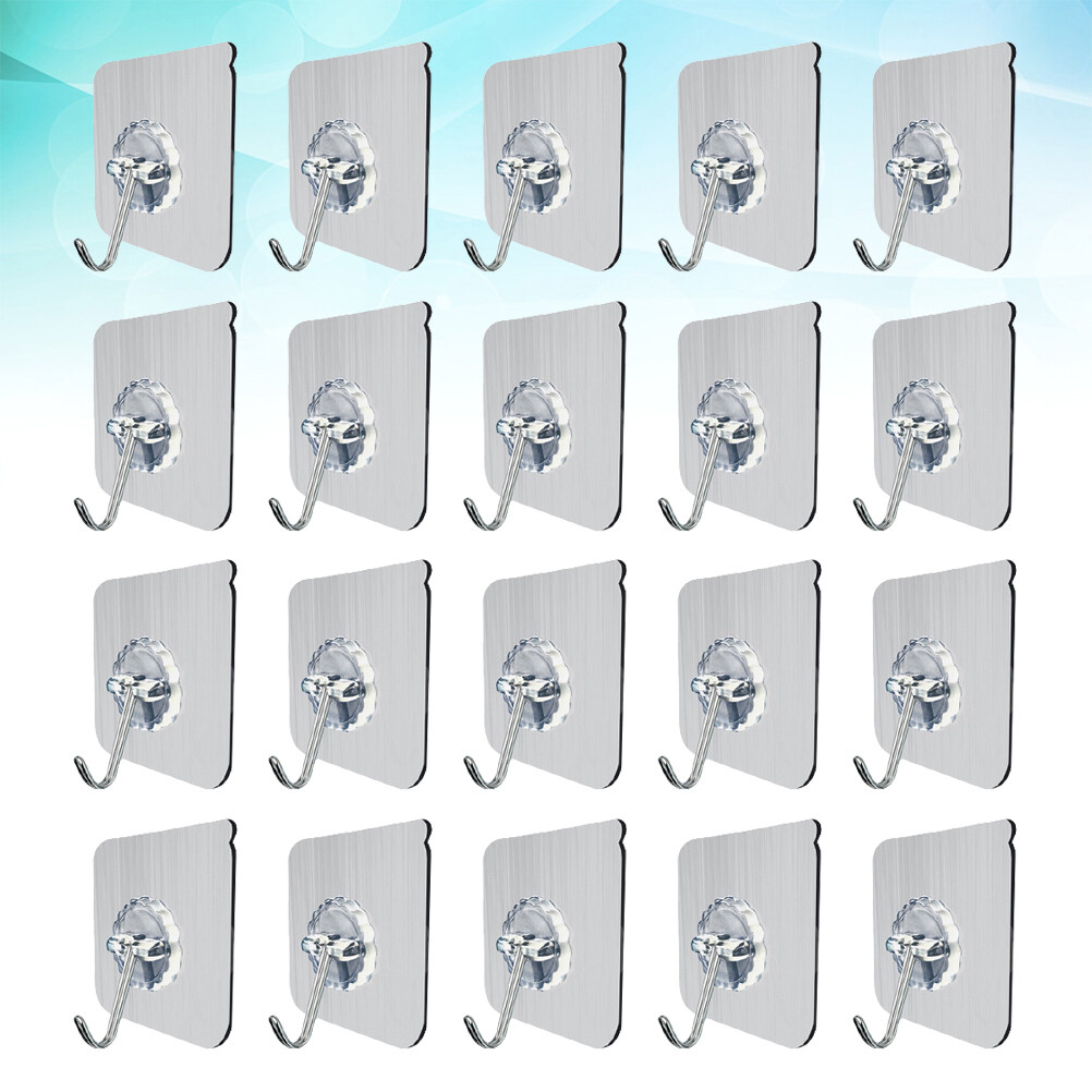 ROSENICE 20 Pcs Waterproof Hook Sticky Hangers Wall Adhesive Hooks for ...