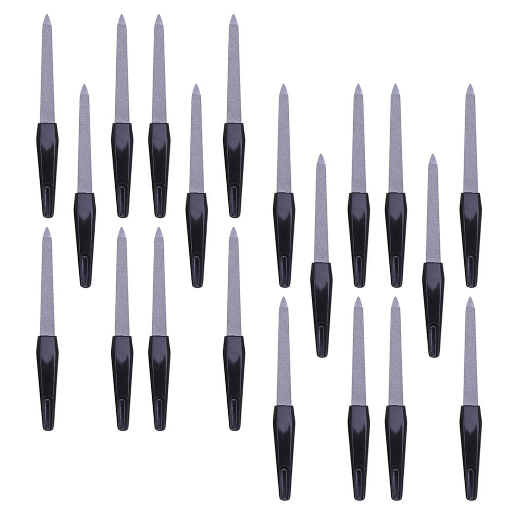 ROSENICE 20PCS Small Plastic Handle Nail File Stainless Steel Sand ...