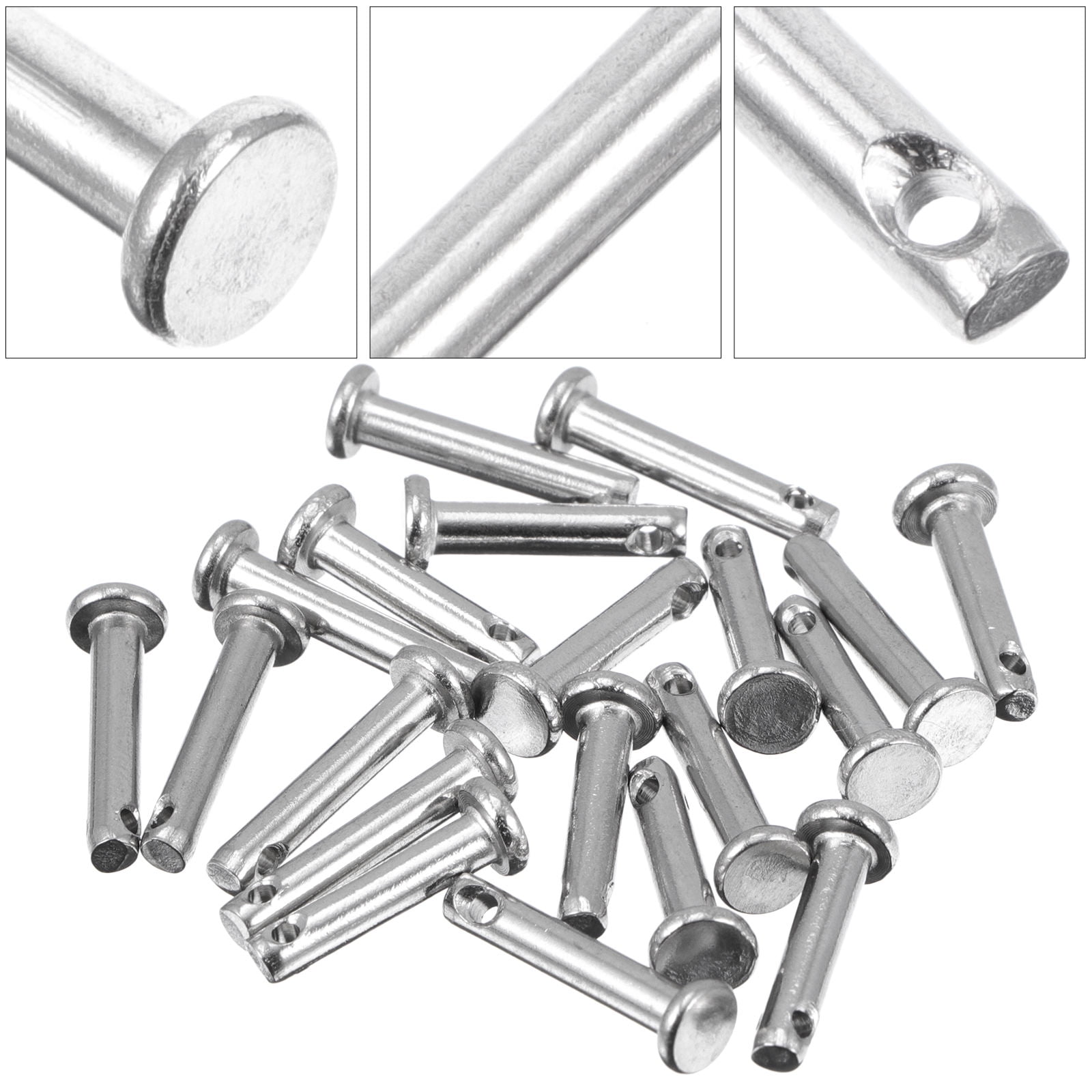 ROSENICE 20Pcs Cylindrical Silver Flat Head Pin for Clevis Fasteners of ...