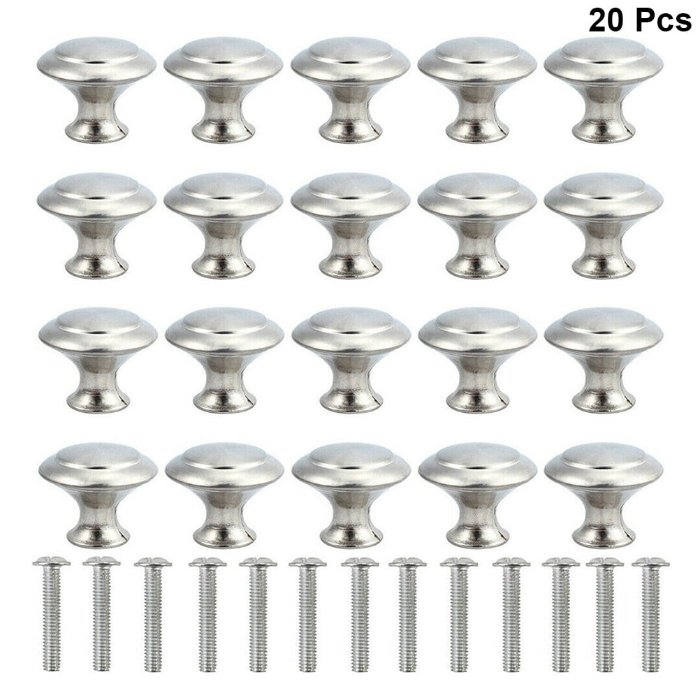 ROSENICE 20Pcs Silver Round Drawer Knobs for Cabinets Stainless Steel ...