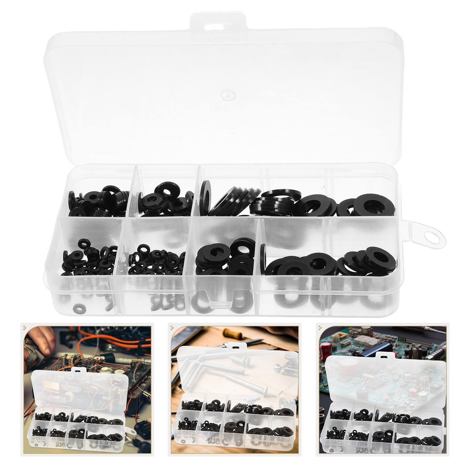 ROSENICE 250Pack Hardware Washers Kit Black Nylon for Surface Support ...