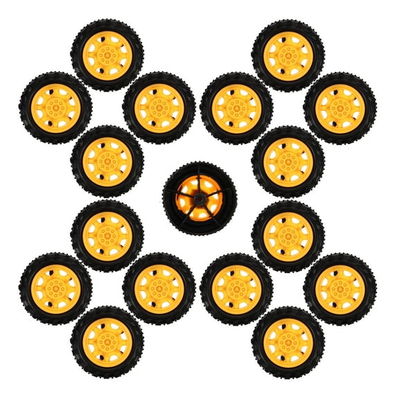 ROSENICE 32pcs Toy Car Wheels for Children Yellow Plastic DIY Craft ...