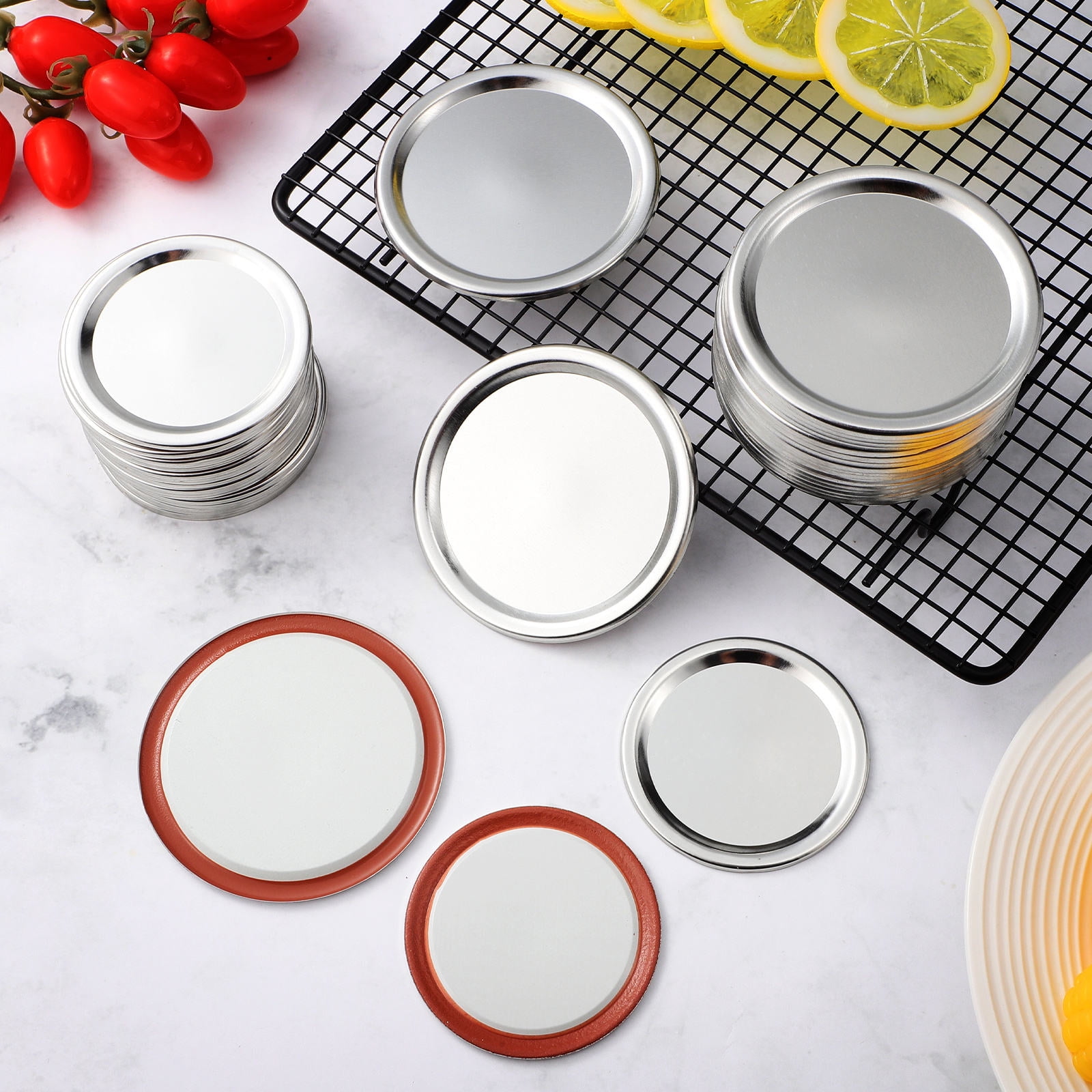 ROSENICE 48 Pcs Canning Lids Wide Mouth Bottle Covers Jar Lids Sealed ...