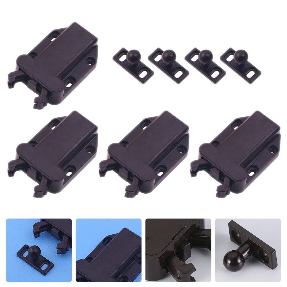 ROSENICE 4Pcs Brown Rectangular Push Catch Latch for Cabinet Doors Home ...