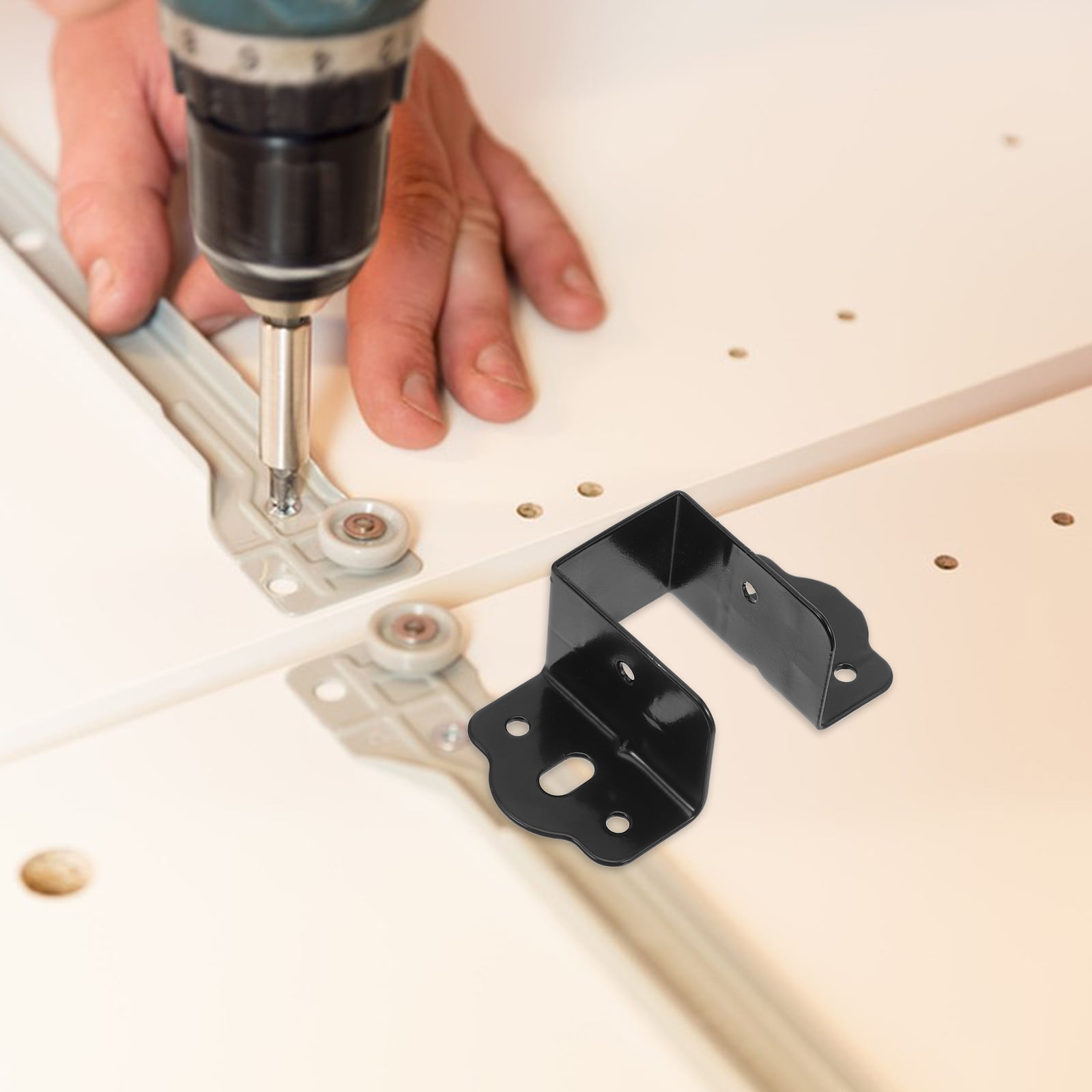 ROSENICE 4Pcs Heavy Duty Bed Rail Fasteners Iron Bed Frame Hinges Black ...