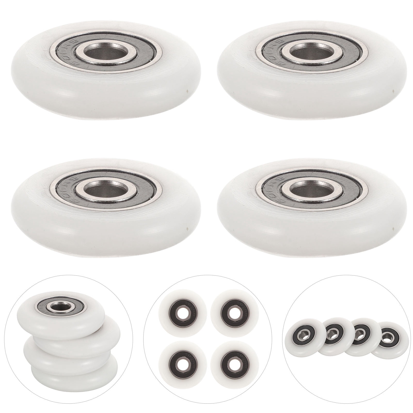 ROSENICE 4Pcs White PVC and Metal Shower Door Wheels for Smooth Sliding ...