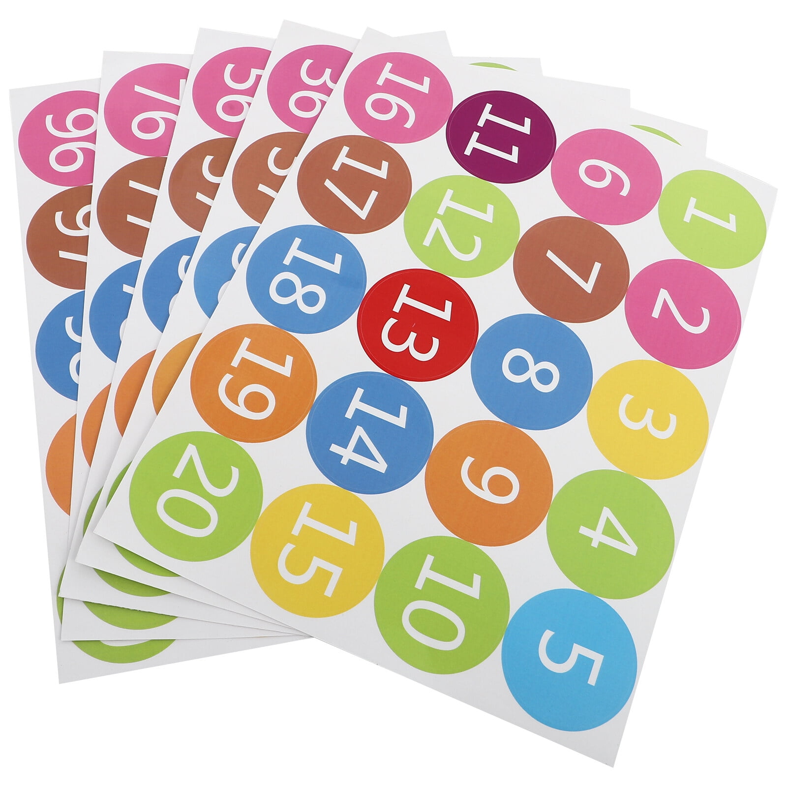 ROSENICE 5 Sheets Color Number Labels Stickers Reflective Numbers ...