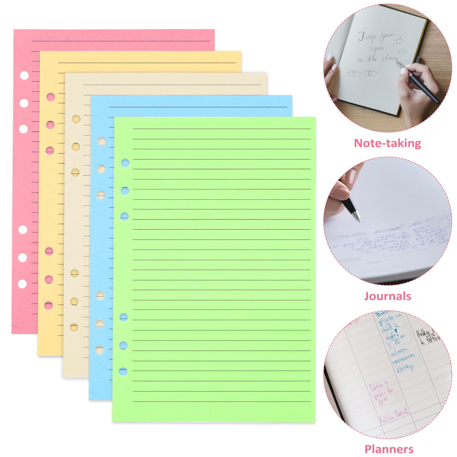 ROSENICE 50 Pcs Ruled Filler Paper Binder Note Book Filler Paper ...