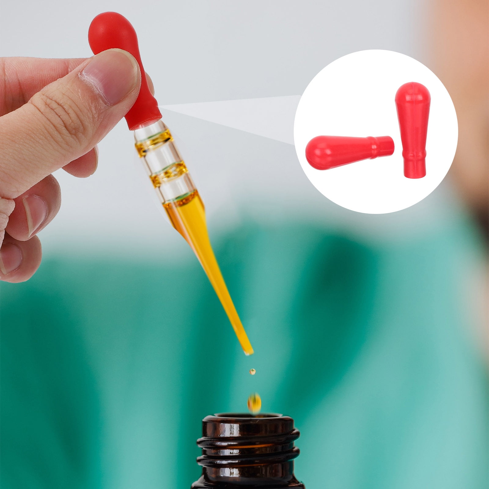 ROSENICE 50Pcs Professional Dropper Head Caps Rubber Bulb Glass Pipette ...