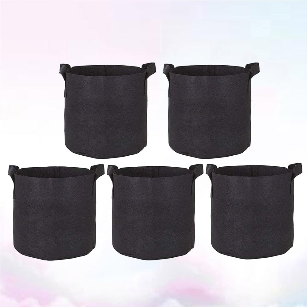 ROSENICE 5Pack Breathable Fabric Pots Felt Round For Home .8x11.8x13 ...