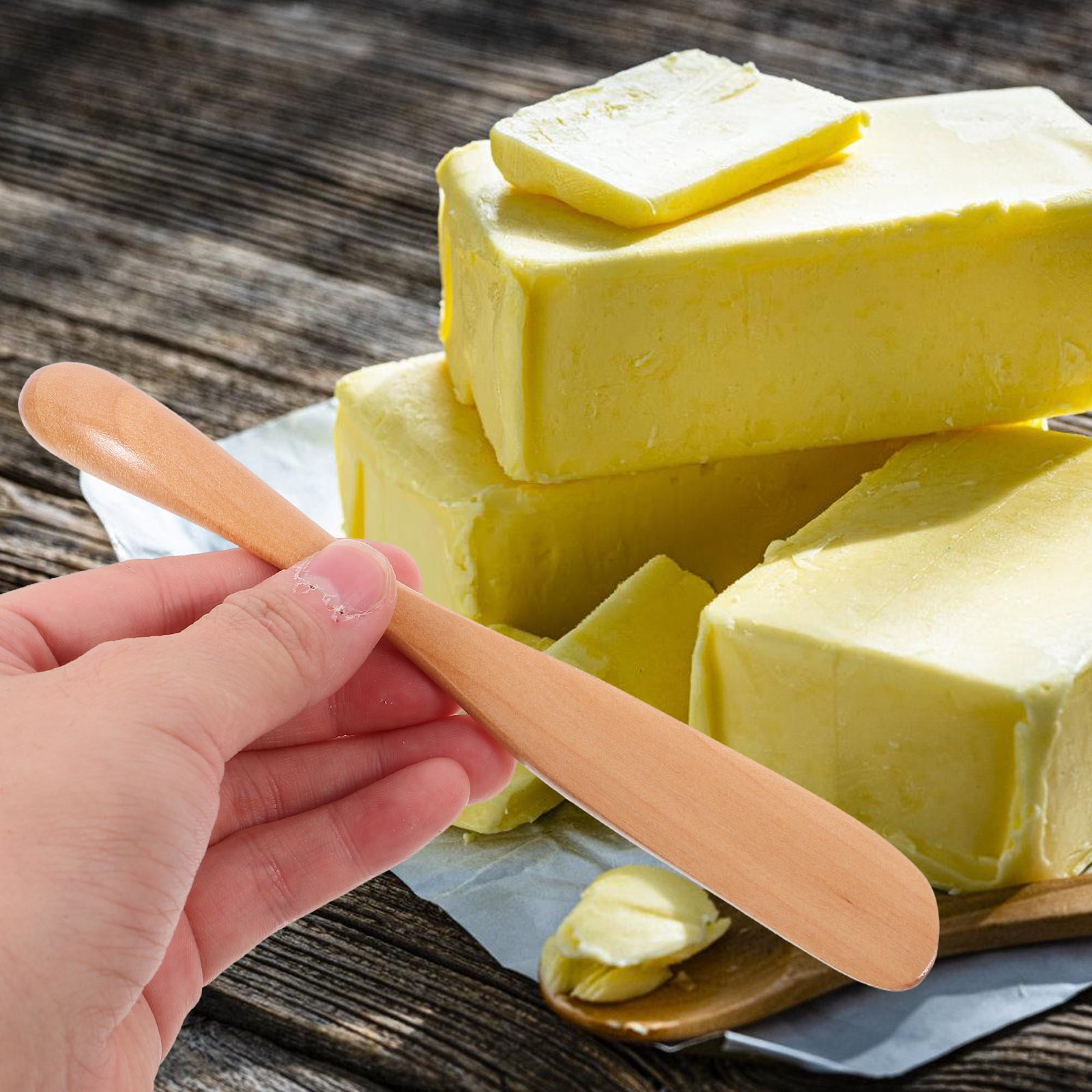 ROSENICE 5Pcs Wooden Butter Spreader Set Beige For Breakfast ...