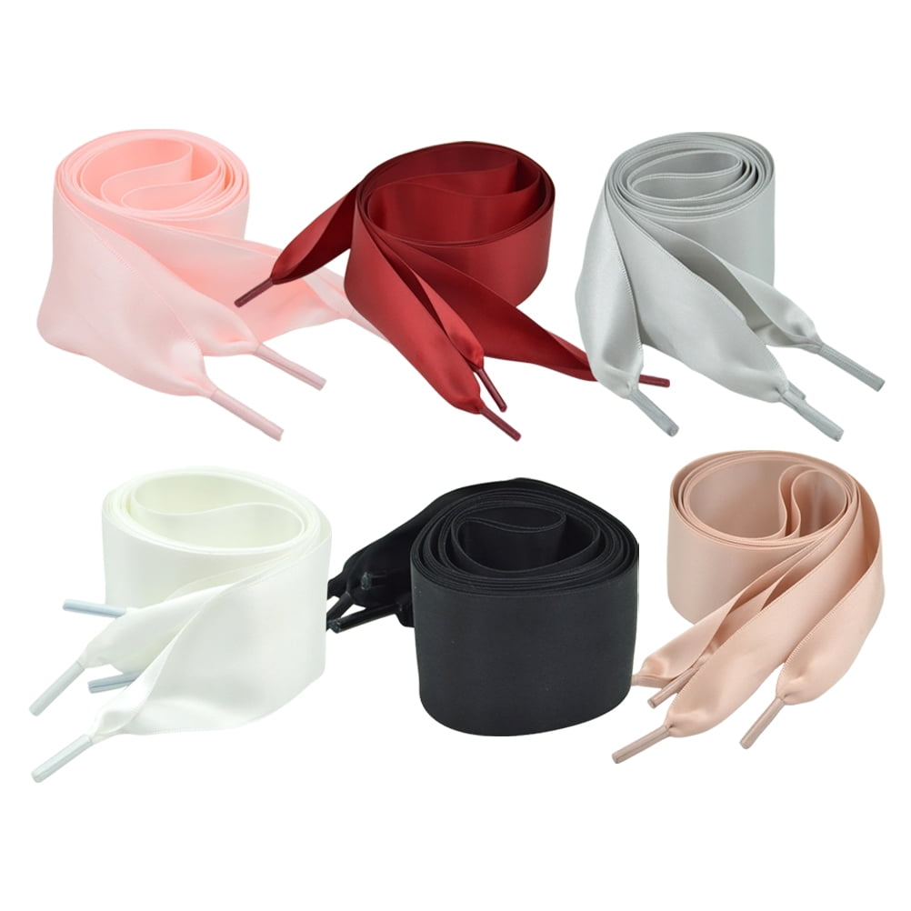 ROSENICE 6 Pairs Flat Satin Ribbon Laces for Trainers Athletic Shoes ...