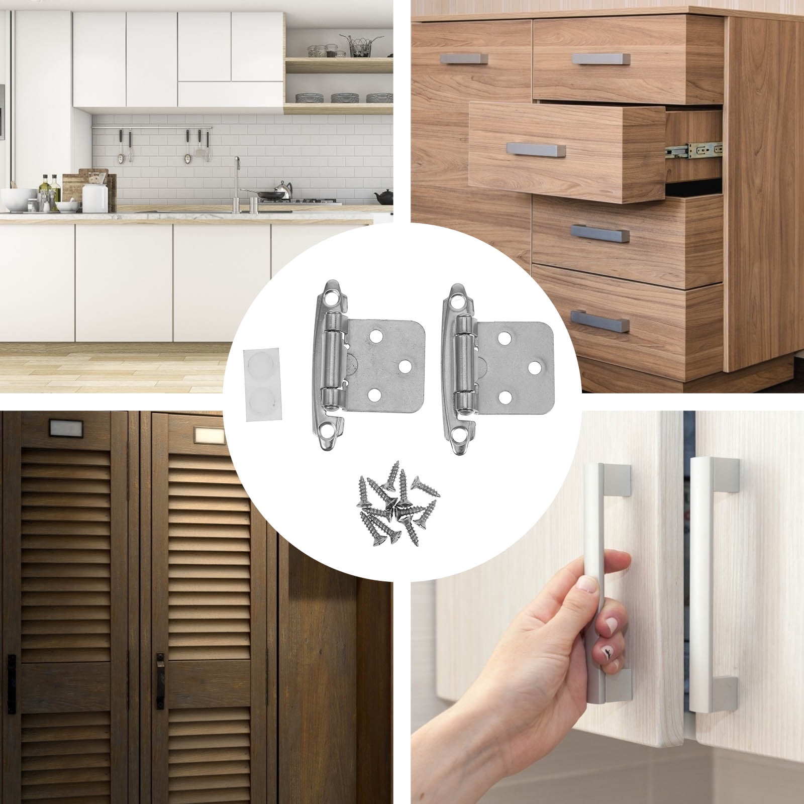 ROSENICE 6Pcs Soft Closing Cabinet Hinges in Silver for Furniture ...