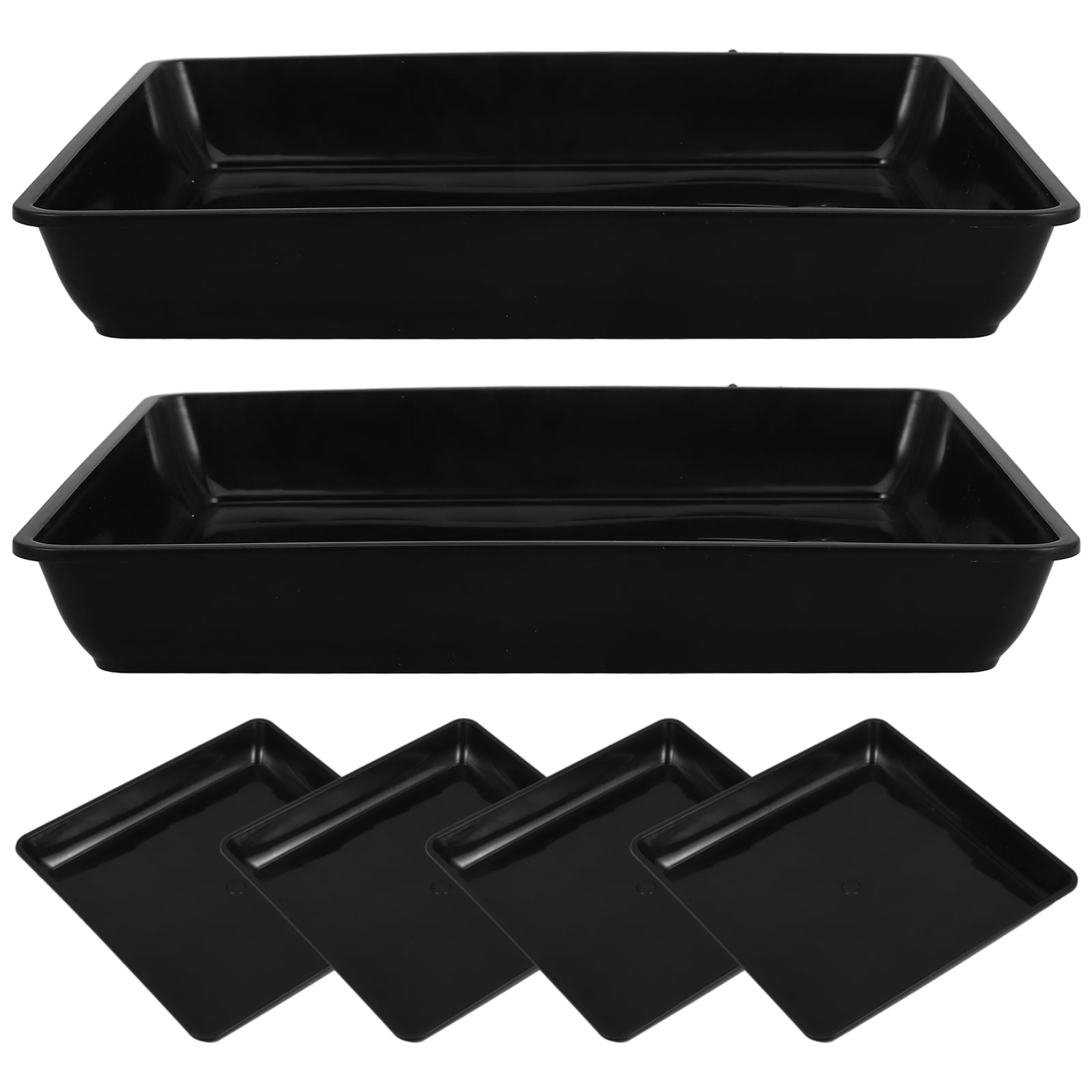 ROSENICE 6Set Square Black Plastic Plant Saucers for Potted Plants ...