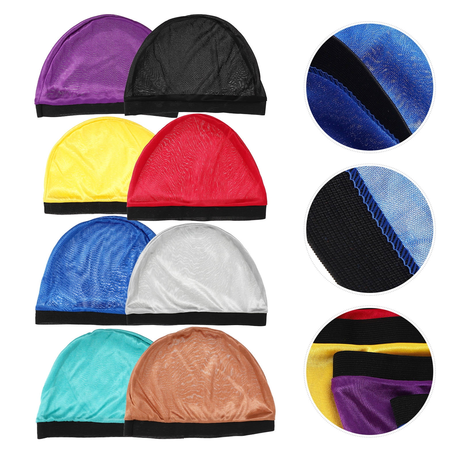 ROSENICE 8 PCS Wig Cap Swimming Pool Cap Men Cap Men Silky Elastic Wave ...
