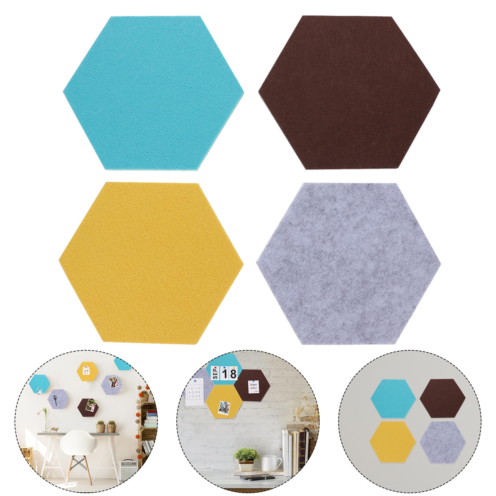 ROSENICE 8 Pcs Felt Wall Tiles Hexagon Pin Board Square Honeycomb ...