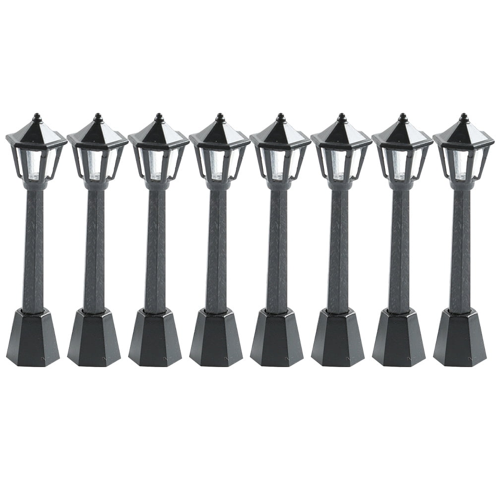 ROSENICE 8 Pcs Solar Lamp Post Light Mini Street Decorative Models ...