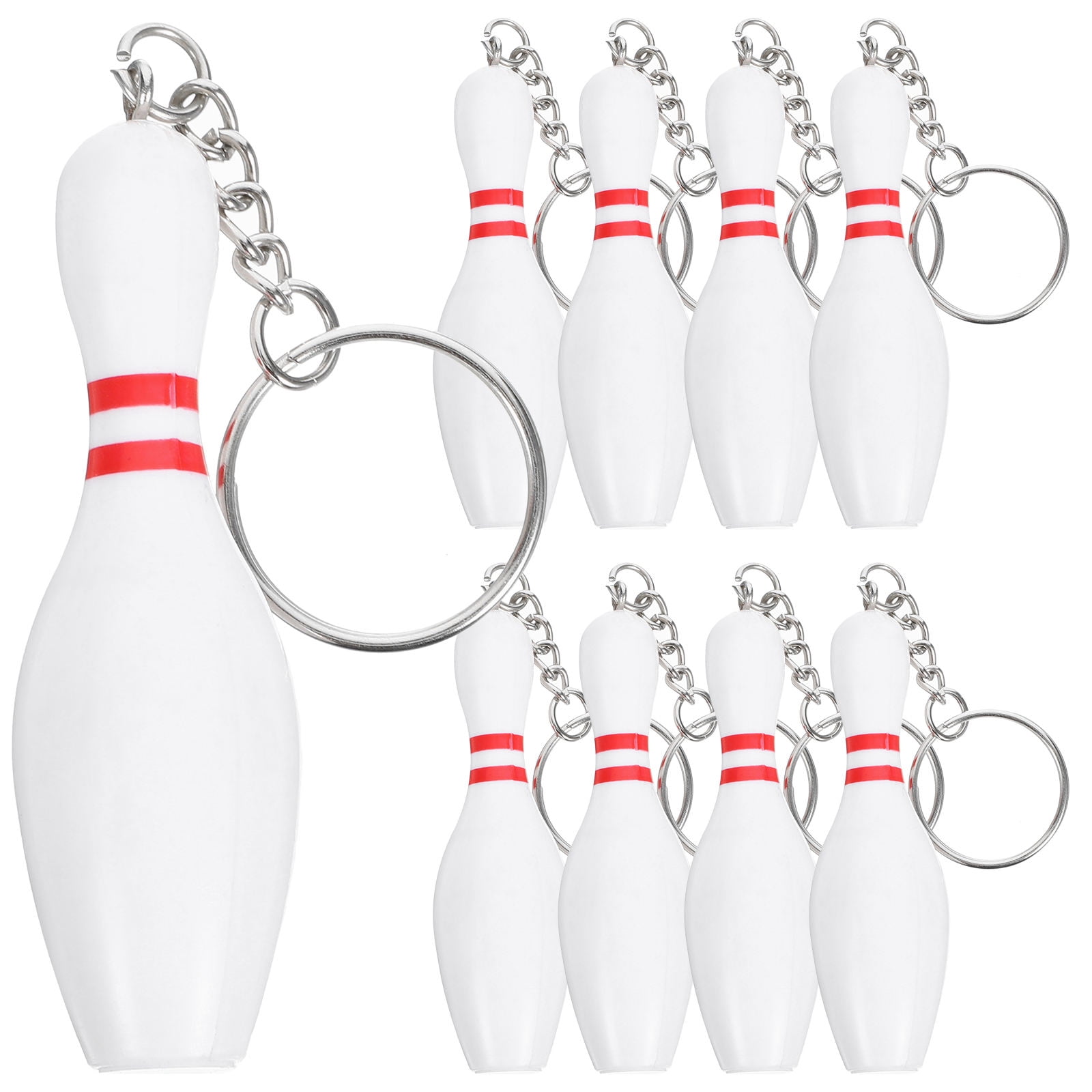 ROSENICE 9Pcs Sports Style White Pvc Bowling Ball Shaped Keychain ...
