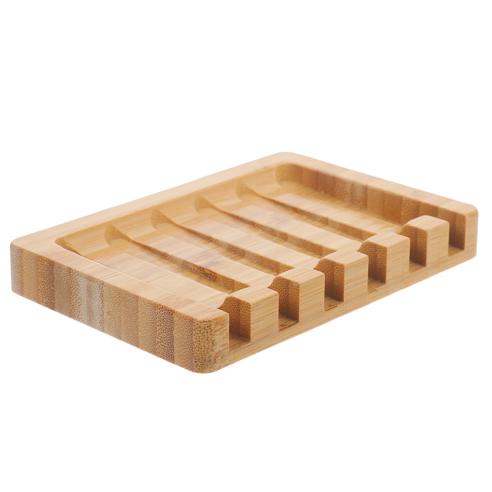 ROSENICE Bamboo Self Draining Soap Dish Storage Rack for Kitchen ...