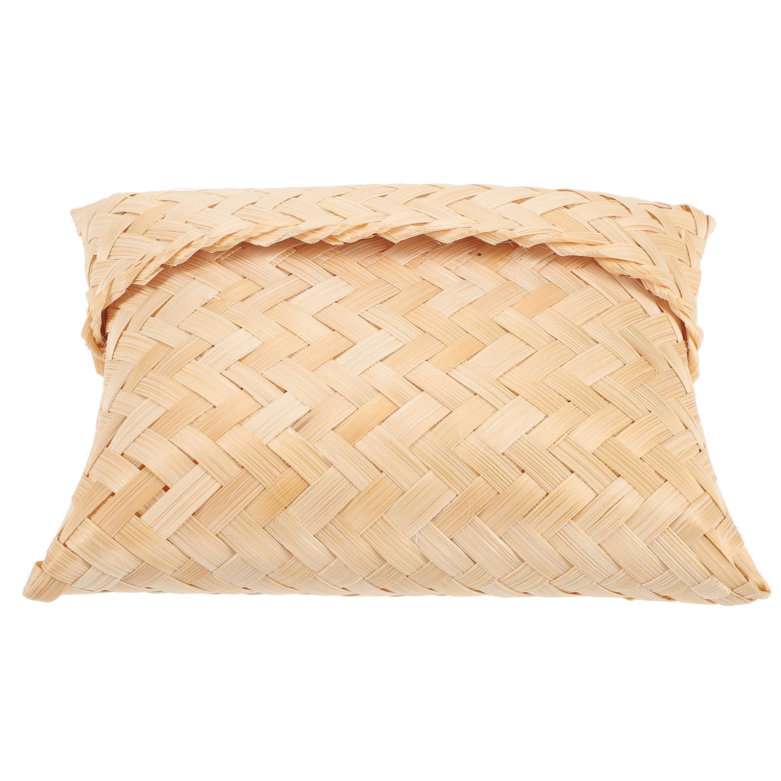 ROSENICE Bamboo Woven Pouch with Lid for Storage Use Beige Color ...