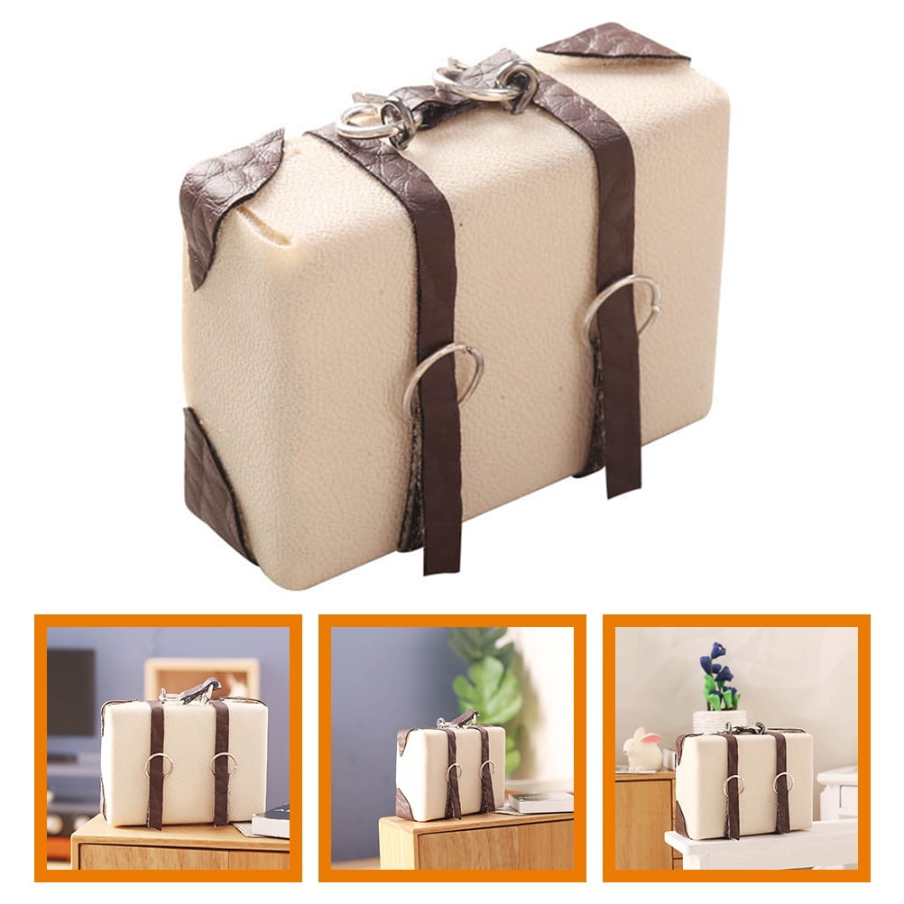 ROSENICE Beige PU Miniature Suitcase for Decor Stylish Vintage Design ...