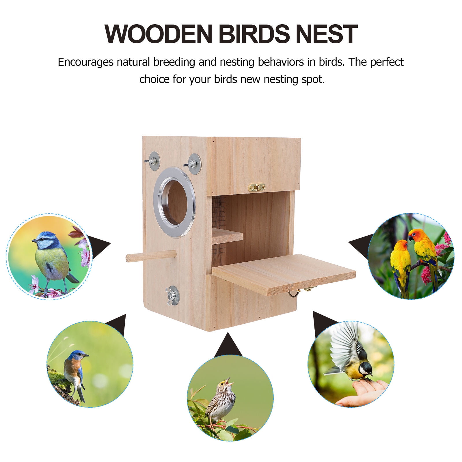 ROSENICE Bird Breeding Box Bird Nesting Box with Round Opening Bird ...