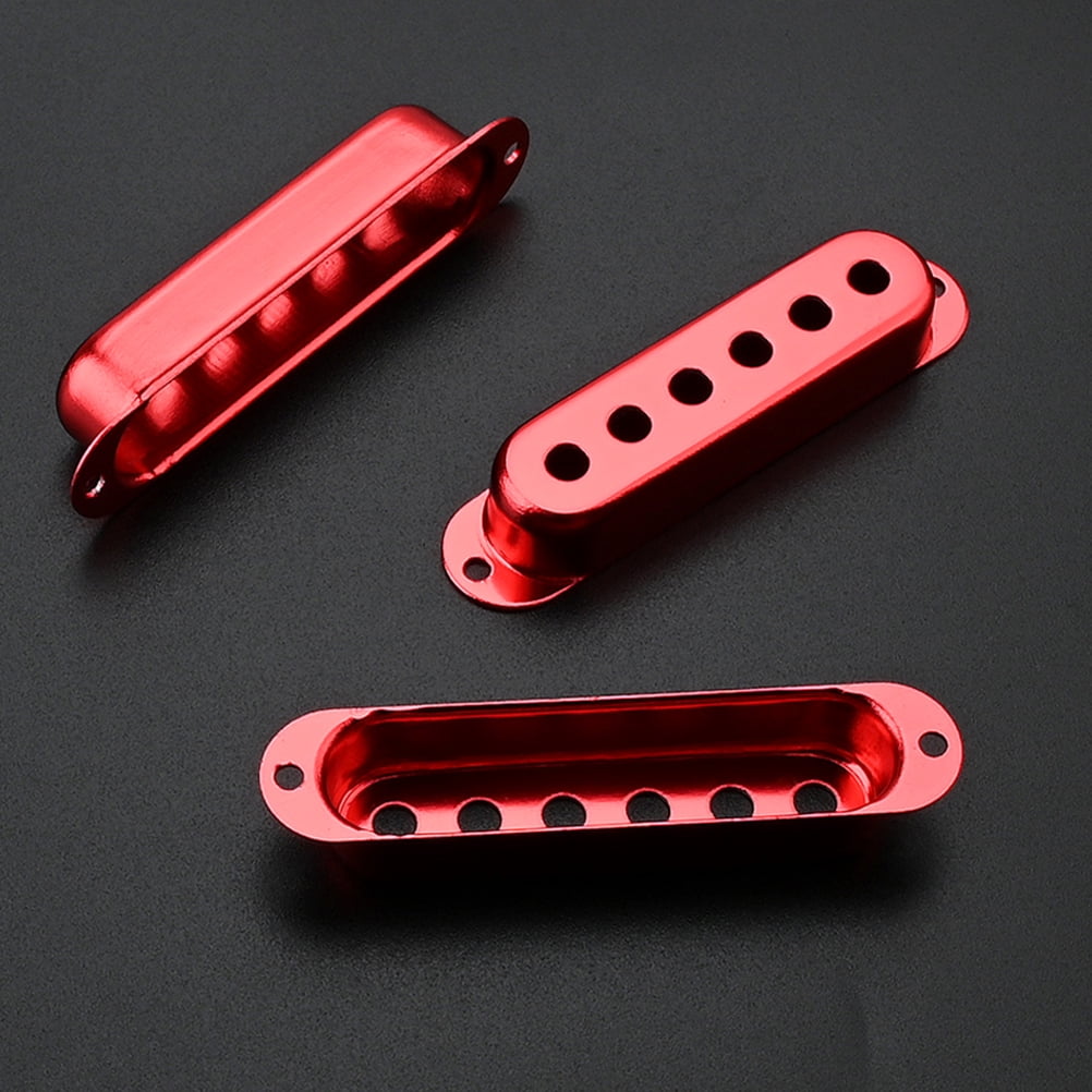 ROSENICE Electric Guitar Accessory 3Pcs Red Metal Pickup Covers Single ...