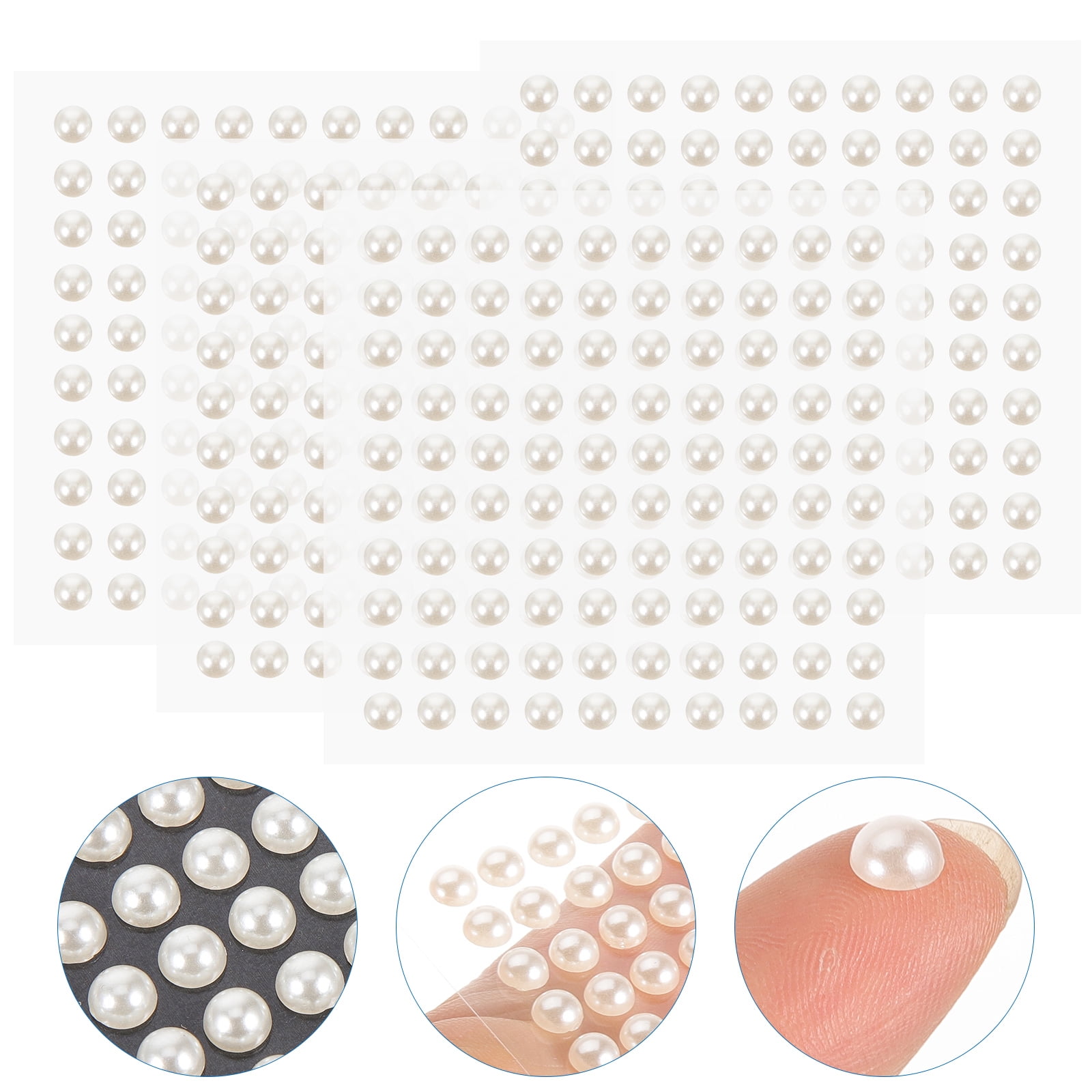 ROSENICE Face Pearls Stick On 4 Sheets Artificial Pearl and Acrylic ...
