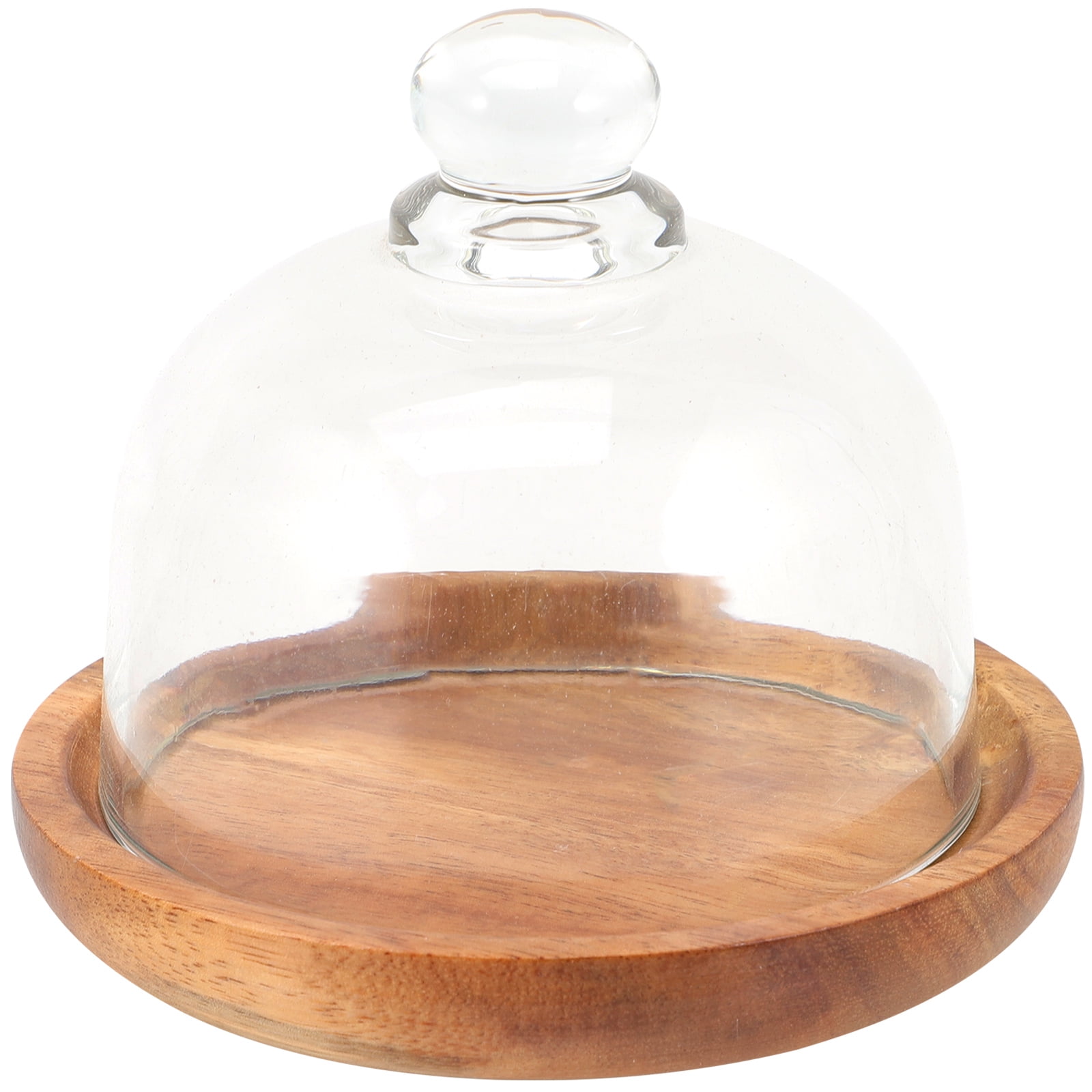 ROSENICE Glass Dome Round Cover Cake Plate Dessert Cover with Wooden ...