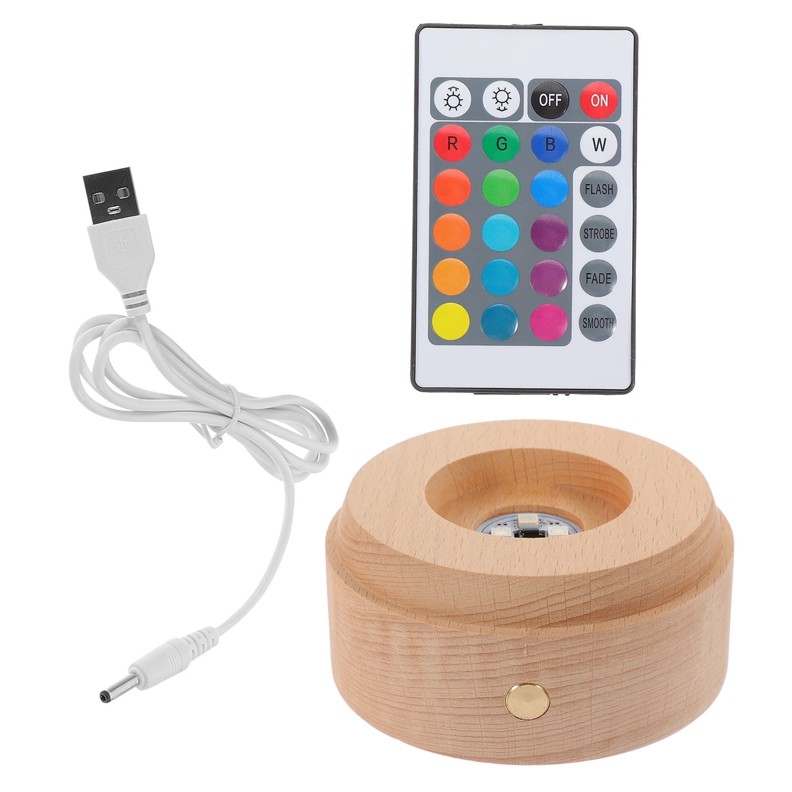 ROSENICE LED Wood Light Base Creative Crystals Glass Display Base ...